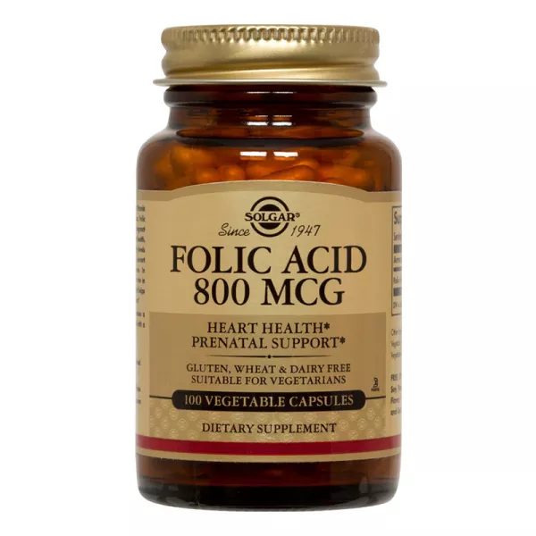 Folacin (Folic Acid) 800mg (100 tablete), Solgar de la Botaniq.ro ...