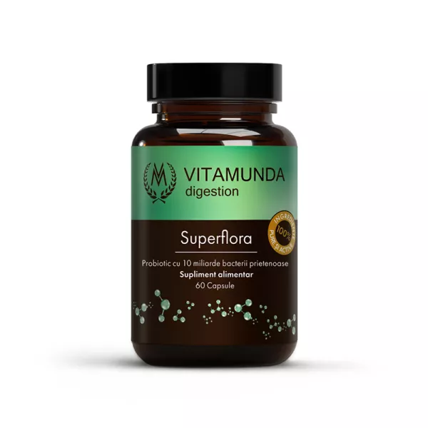 Superflora probiotic 10 miliarde bacterii vii (60 capsule), Vitamunda ...