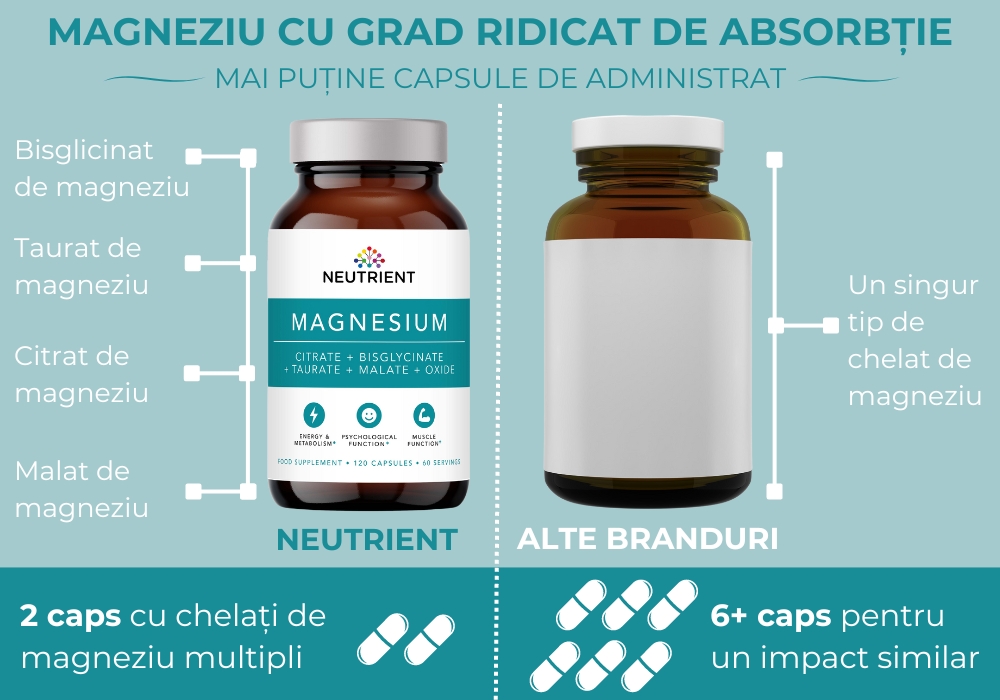 Magneziu - Formula cu 4 chelați (120 capsule), Neutrient de la Botaniq ...